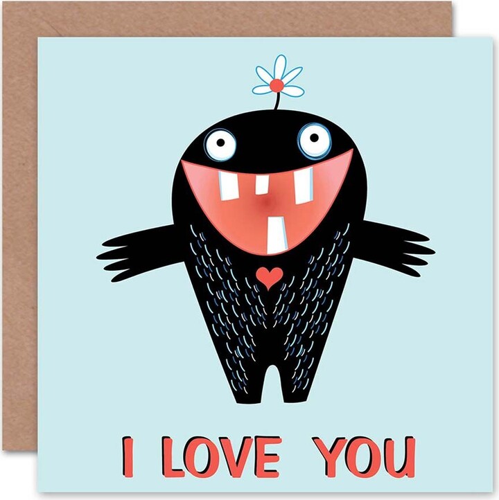 Artery8 Valentine Love Monster Fun Partner Anniversary Valentines Card ...