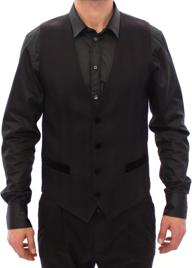 Dolce & Gabbana Black Wool Silk Dress Vest Gilet Men's Weste - ShopStyle