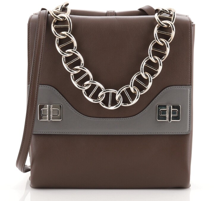 Prada Double Flap Turn Lock Shoulder Bag Leather Small - ShopStyle