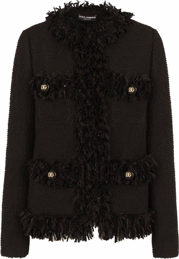 Dolce & Gabbana Frayed Edge Tweed Jacket - ShopStyle