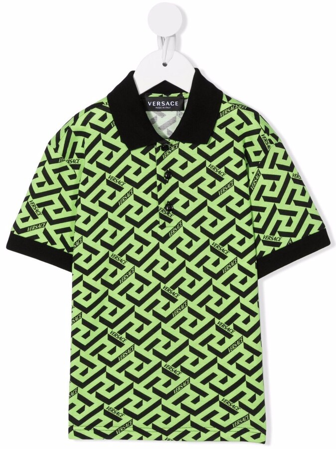 Versace Children Greca-print polo shirt - ShopStyle