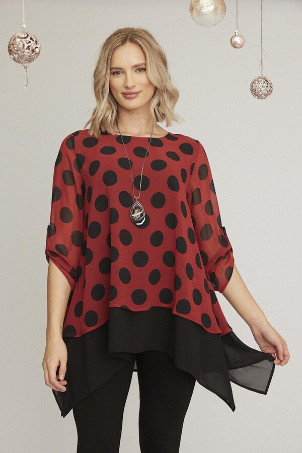 Saloos Spot Print Double Layered Chiffon Top - ShopStyle