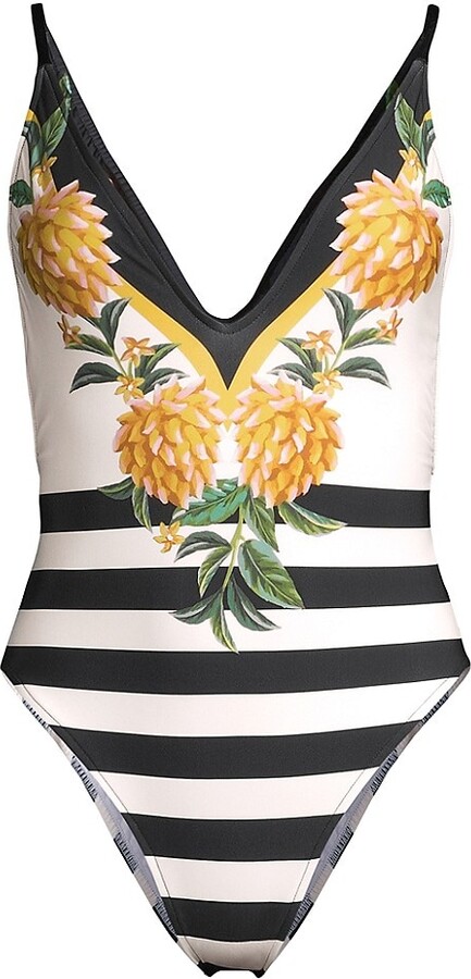 Farm Rio Biriba Banana Bunch Stripe One-Piece Swimsuit - ShopStyle