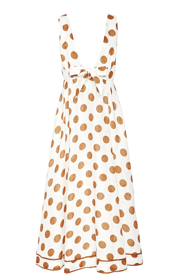 Zimmermann Empire Tie-Detailed Polka-Dot Cotton Maxi Dress - ShopStyle
