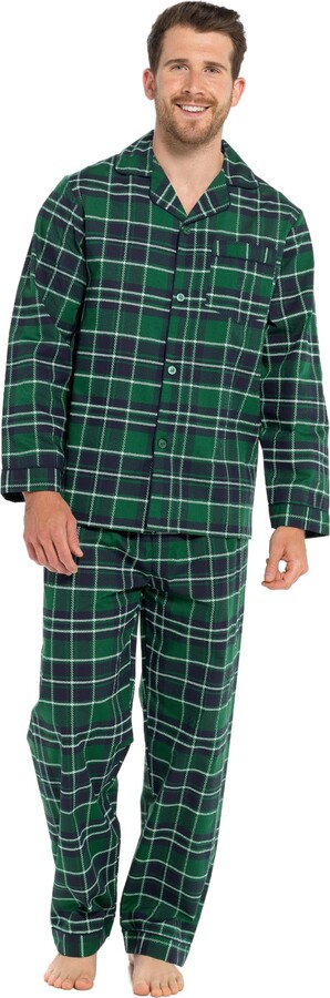 Lora Dora Mens Traditional Pyjamas Green Check M - ShopStyle Sleepwear