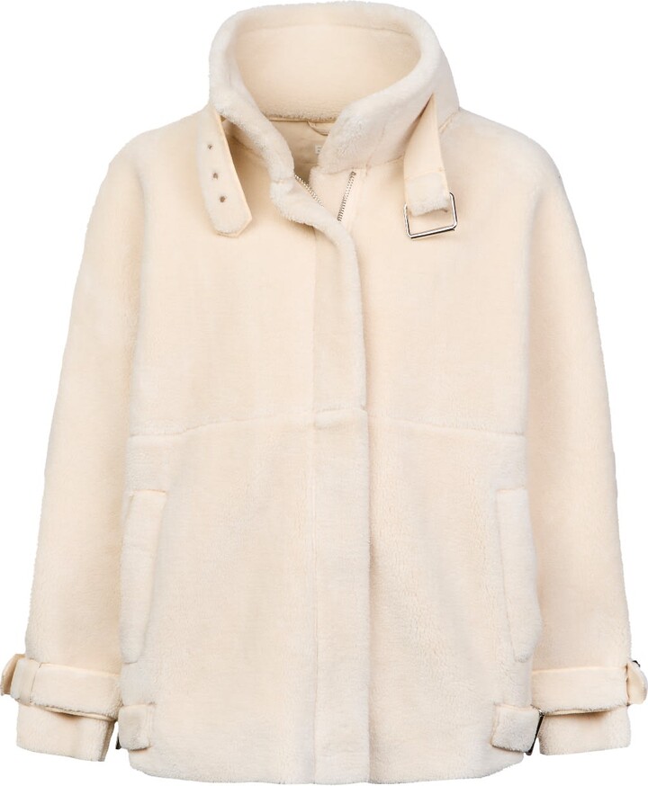 Ecru Label Oversized Cream Aviator Jacket Faux Fur - ShopStyle