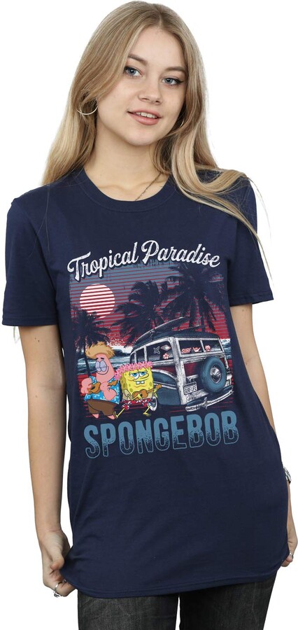Absolute Cult Spongebob Squarepants Women's Tropical Paradise Boyfriend ...