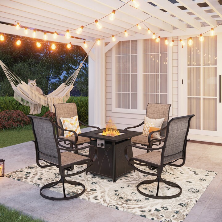 PHI VILLA 5-piece Gas Fire Pit Table Set, 50000 BTU Auto-Ignition ...