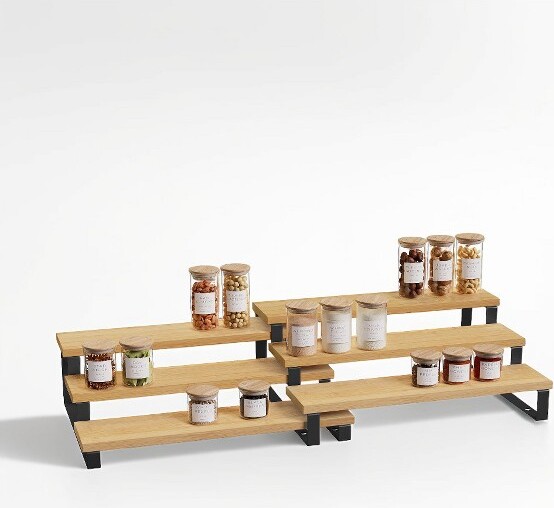 SONGMICS HOME Bamboo Display Risers - Set of 2 Perfume Organizer Stands ...