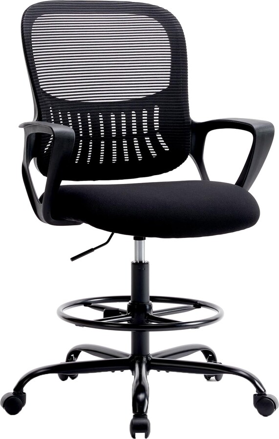 Sweetcrispy Drafting Chair Ergonomic Tall Computer Office Rolling Stool ...