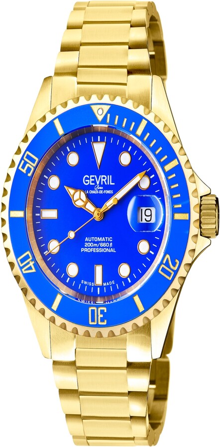 Gevril Men's Wallstreet Swiss Automatic Gold-Tone Stainless Steel ...