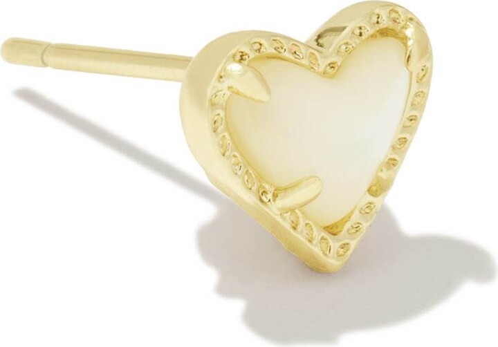 Kendra Scott Mini Ari Heart Gold Single Stud Earring in Ivory Mother-of ...