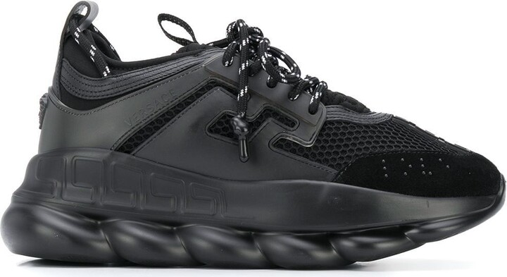 Versace Men's Black Leather Sneakers - ShopStyle