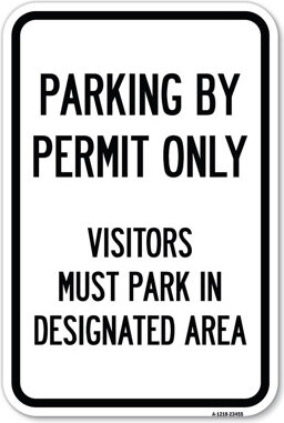 SignMission Parking By Permit Only Visitors Must Park In Designated ...