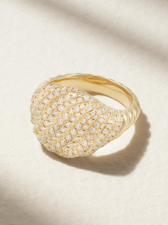 David Yurman Sculpted Cable 18-karat Gold Diamond Pinky Ring - 3 ...