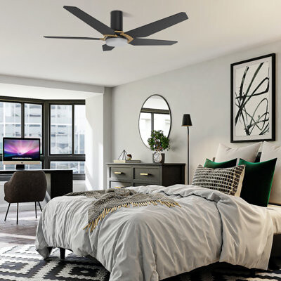 Orren Ellis Smart DC Ceiling Fan with Light, Remote Control Flush ...