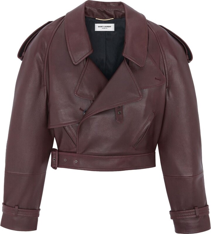 Saint Laurent Cropped Leather Jacket - ShopStyle