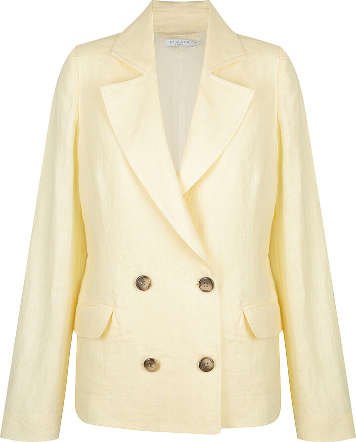 St Cloud Label Women's Yellow / Orange Ruby Relaxed Linen Blazer - Lemon Cream - ShopStyle