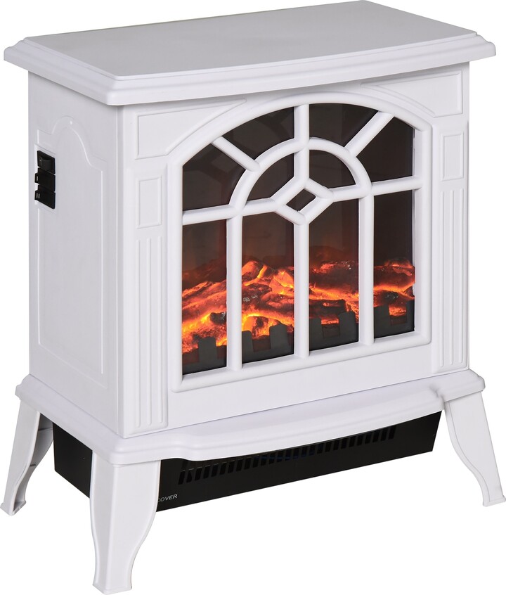 HOMCOM 16" 1500W Freestanding Indoor Electric Fireplace Heater - White ...