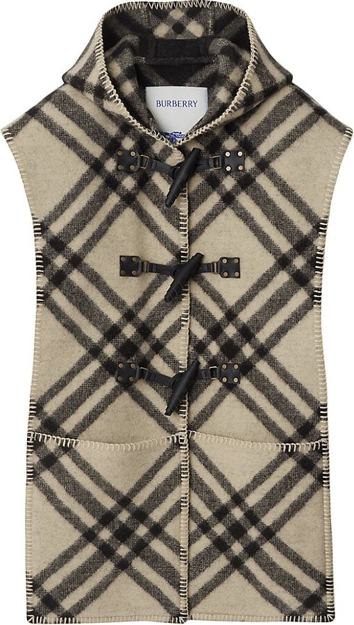 Burberry Women's Check Toggle Hooded Cape Vest - Candle - ShopStyle