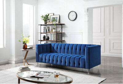 GZMWON 81.97'' Velvet Rolled Arm Modern Sofa Living Room Couch Living ...