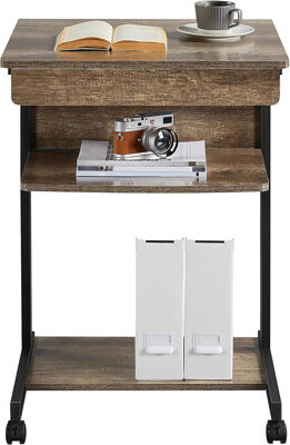 Inbox Zero Small Rolling Computer Desk With Storage Drawer, Rolling ...