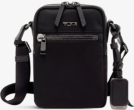 Tumi Womens Black/gunmetal Persia Double-zip Branded Nylon Crossbody ...