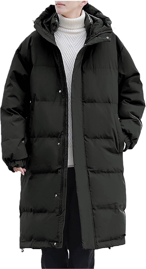 XBlave Down Coat Men's Long Winter Jacket Warm Puffer Jacket Quilted ...