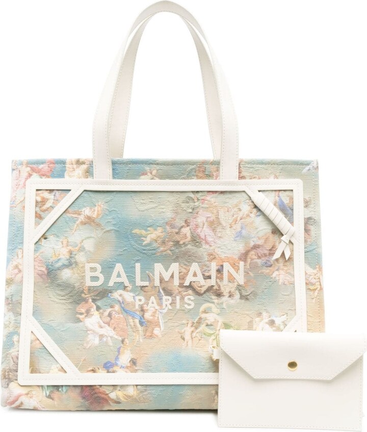 Balmain medium B-Army Sky-print canvas tote bag - ShopStyle