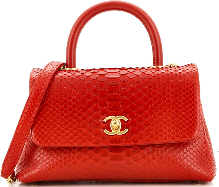 Chanel Coco Top Handle Bag Python Mini - ShopStyle