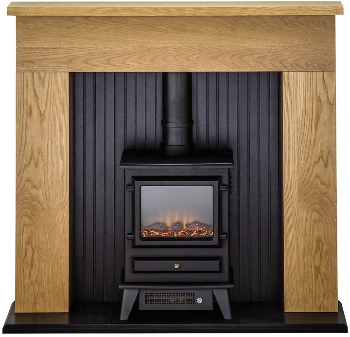 Adam Fires & Fireplaces Innsbruck Oak Electric Fireplace Suite With ...