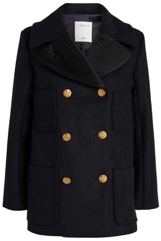 Sandro Wool-Blend Double-Breasted Pea Coat - ShopStyle