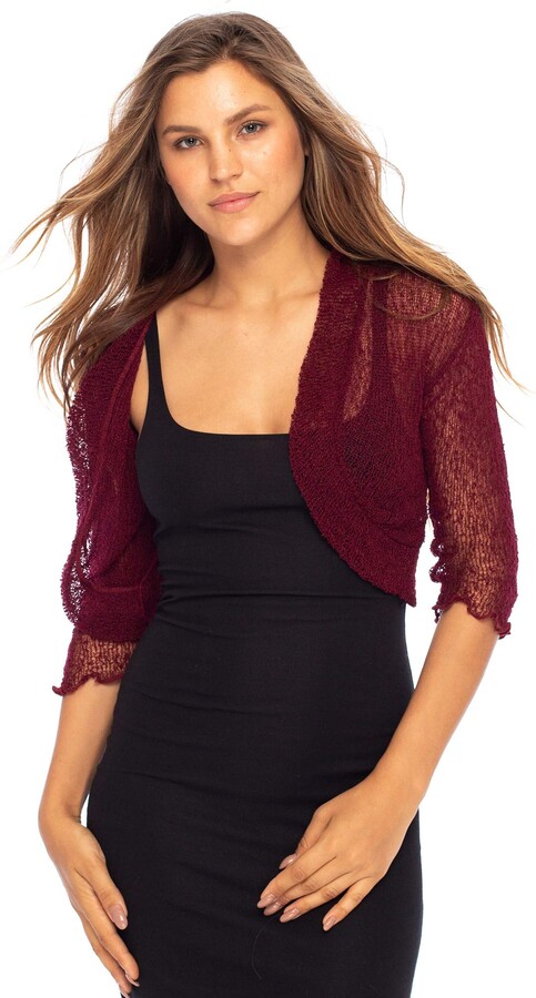 Back From Bali Womens Sheer Shrug Cardigan Cropped Bolero Jacket ...