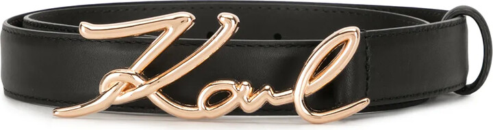 Karl Lagerfeld Paris Cursive Logo Buckle Belt - ShopStyle