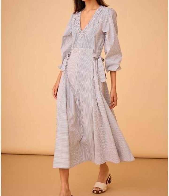 Hunter Bell Vera Midi Dress In Embellished Croquet Stripe - ShopStyle
