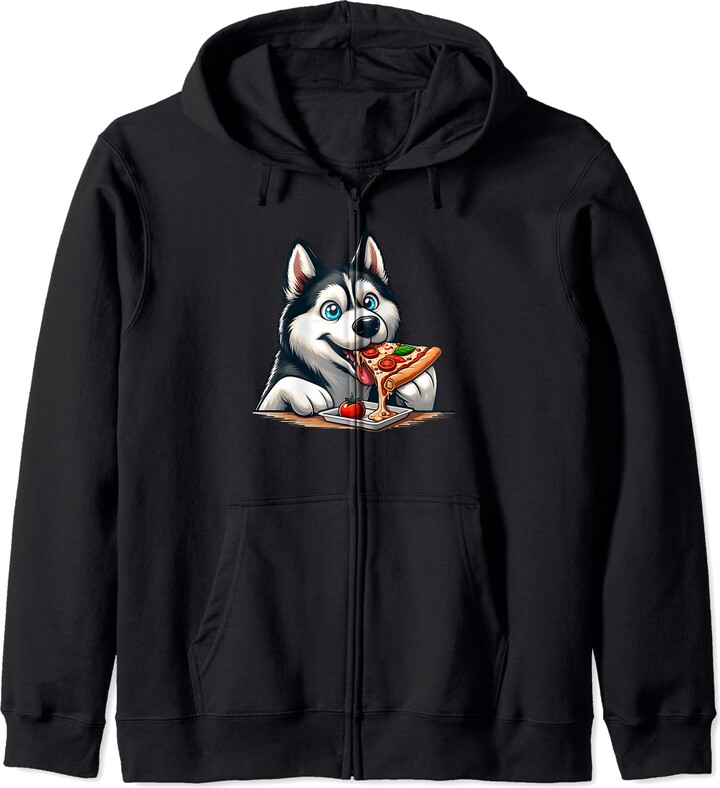 Husky Eating Pizza Slice Zip Hoodie - ShopStyle T-shirts