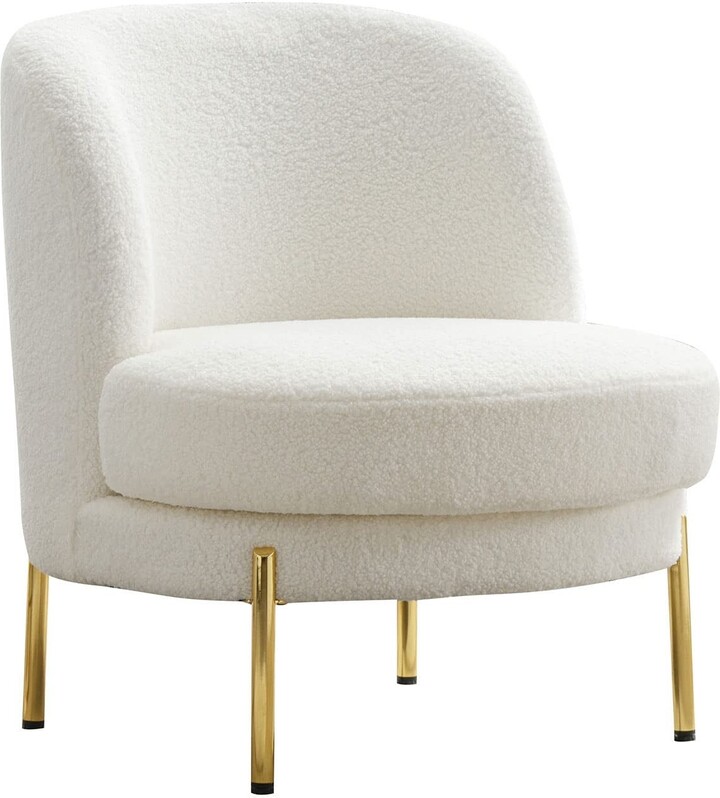Howcool Modern Accent Chair, Sherpa Upholstered Boucle Chair with Golden Metal Legs - ShopStyle ...