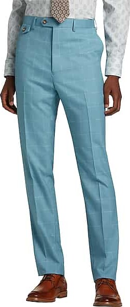 Tayion Men's Classic Fit Suit Separates Pants Light Blue & Cream ...