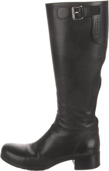 Prada Leather Riding Boots - ShopStyle