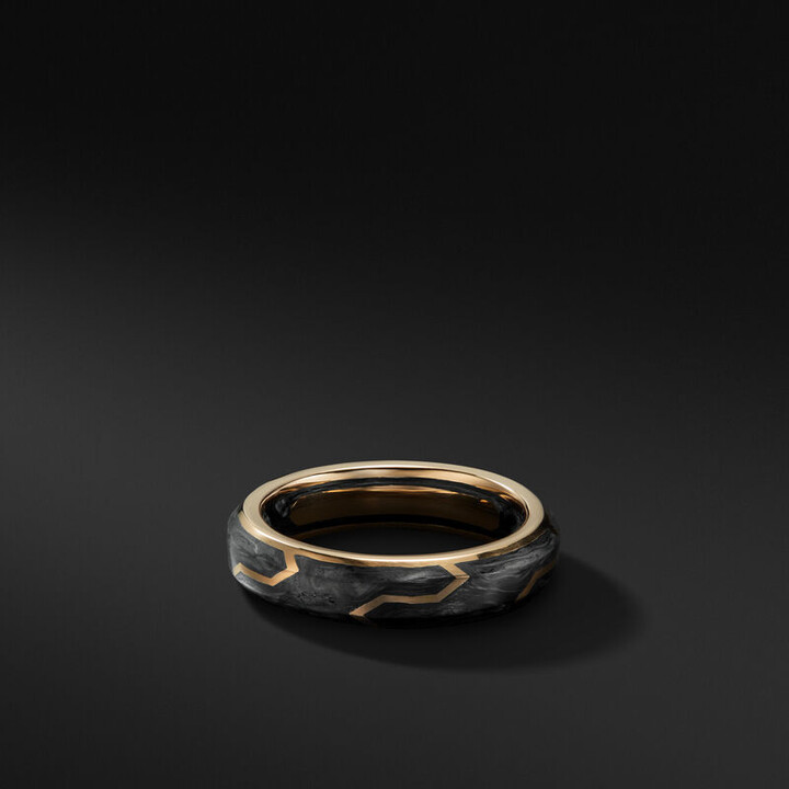 David Yurman Forged Carbon Band Ring with 18K Yellow Gold in Forged ...