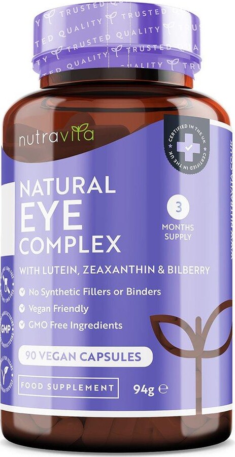 Nutravita Natural Eye Complex 90 Vegan Capsules with Bilberry, Lutein ...