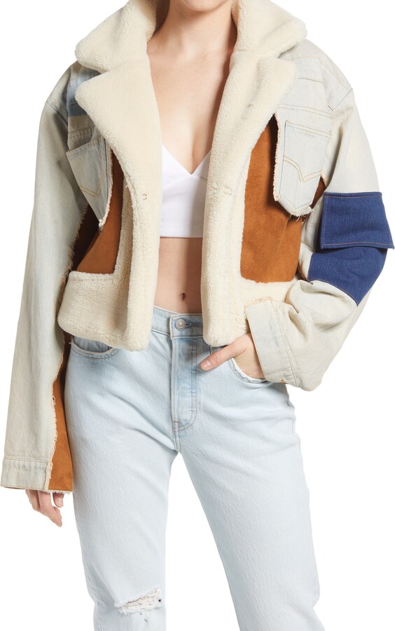 AZALEA WANG Faux Shearling Trim Crop Jacket - ShopStyle