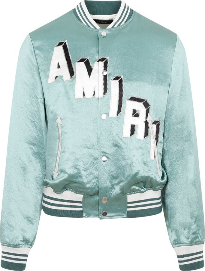 Amiri Satin Cropped Varsity Jacket - ShopStyle