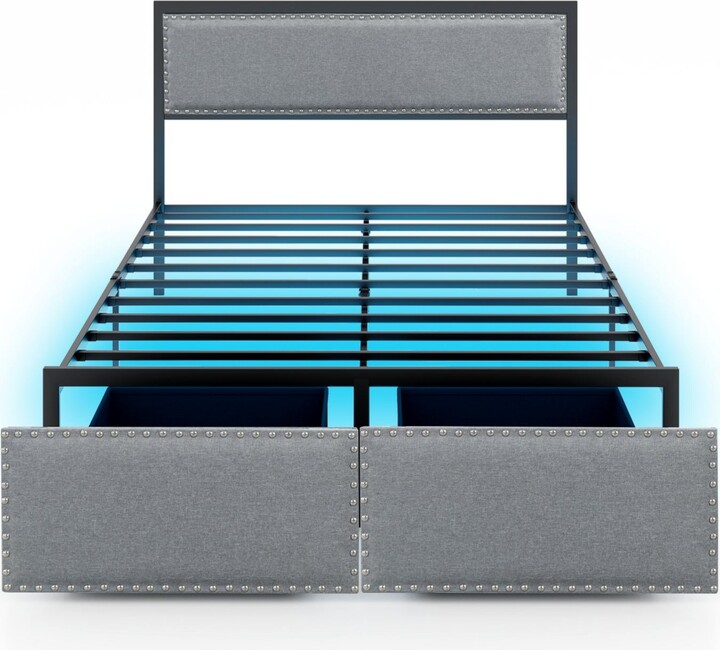 Slickblue Bed Frame with Led Lights Drawer and Metal Slats - ShopStyle ...