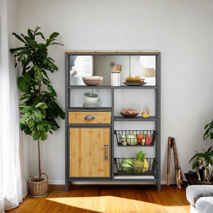 IGEMAN Multipurpose Bookshelf Storage Rack, with Drawer Cabinet and Two ...