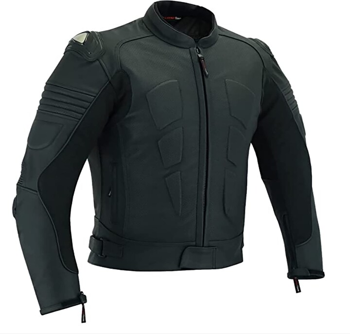 JACKET4U Mens Motorcycle leather jacket Perforated armoured with ...