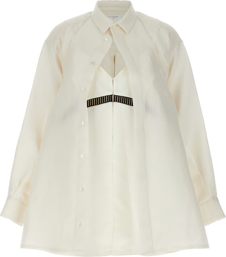 Sacai Overlapping shirt silk dress - ShopStyle