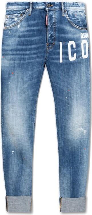 DSQUARED2 Logo Printed Straight Leg Jeans - ShopStyle