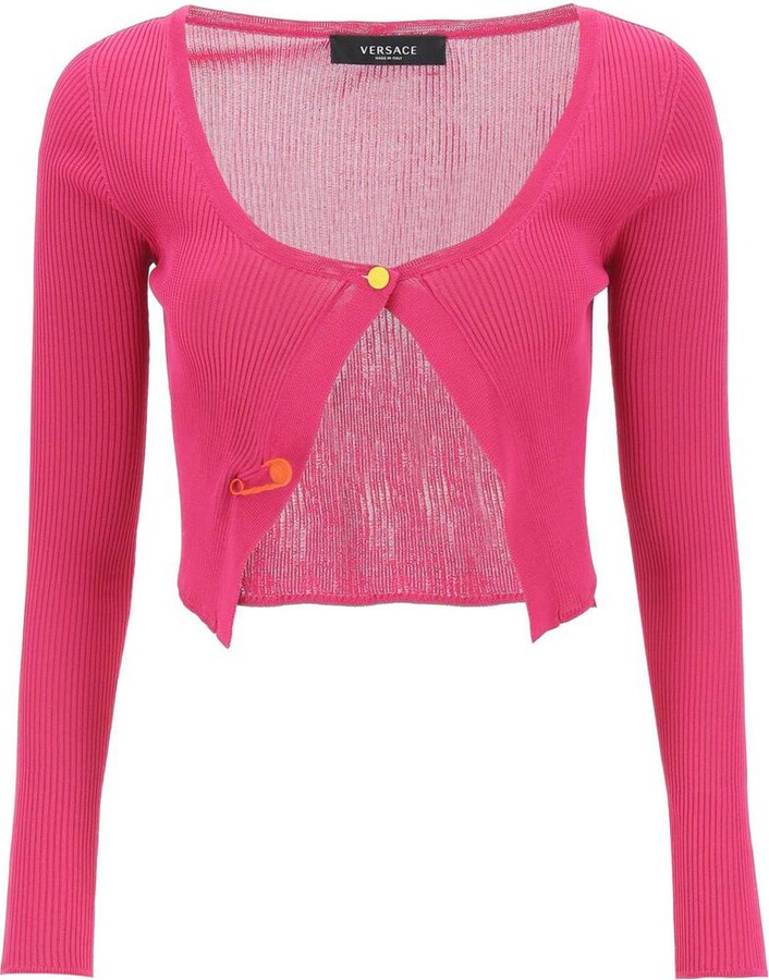 Versace safety pin cropped cardigan - ShopStyle
