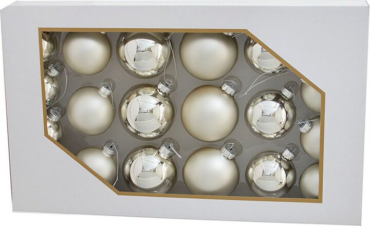 Kurt S. Adler Kurt Adler 60-80MM Shiny and Matte Pearl Gray Glass Ball ...